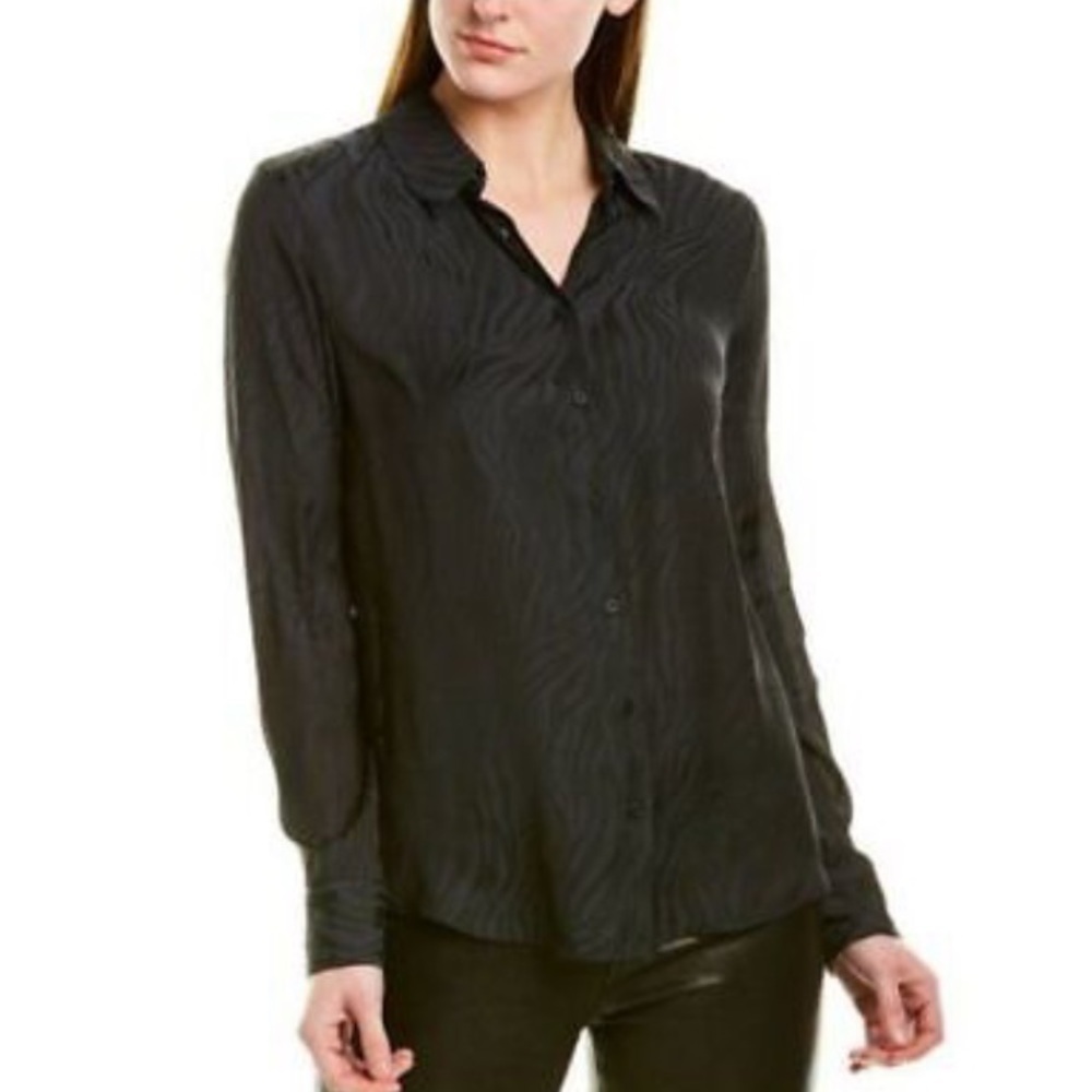 David Lerner Evereve Black Zebra Print Button Down Sh… - Gem